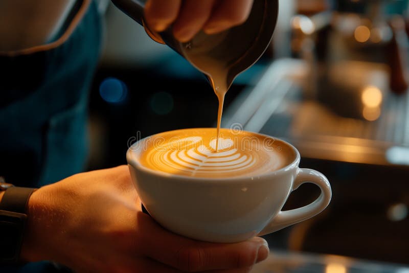 Barista Makes Coffee for Customers at Cafe or Restaurant. Stock Image ...