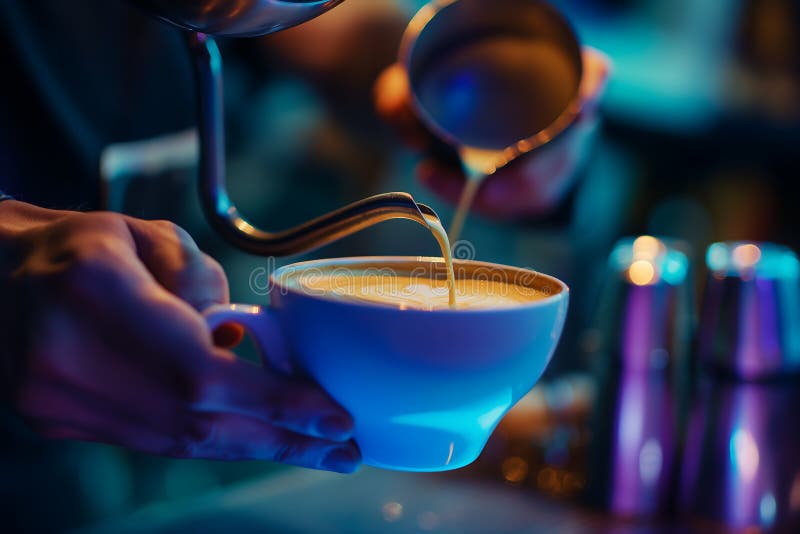 Barista Makes Coffee for Customers at Cafe or Restaurant. Stock Photo ...
