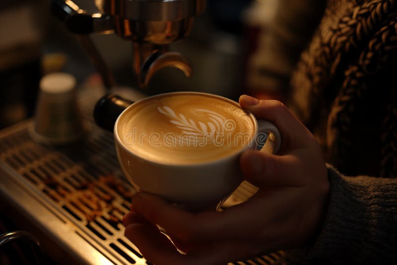 Barista Makes Coffee for Customers at Cafe or Restaurant. Stock Image ...