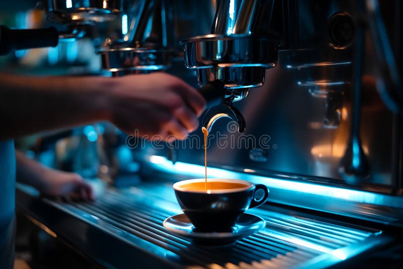 Barista Makes Coffee for Customers at Cafe or Restaurant. Stock Image ...