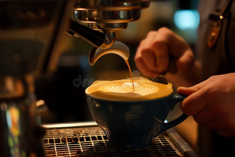 Barista Makes Coffee for Customers at Cafe or Restaurant. Stock Photo ...