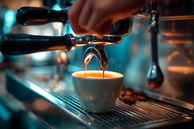 Barista Makes Coffee for Customers at Cafe or Restaurant. Stock Photo ...
