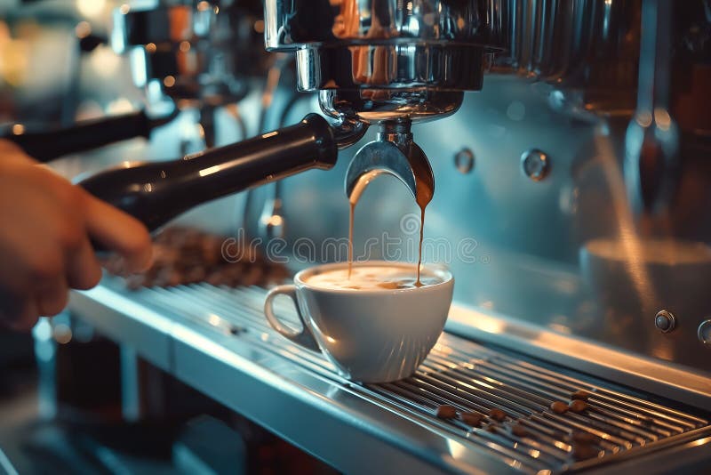 Barista Makes Coffee for Customers at Cafe or Restaurant. Stock Image ...