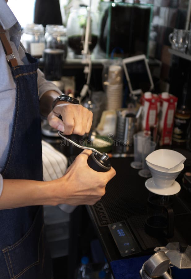 Barista Making Coffee , Bartender Preparing Coffee Drink Stock Image ...