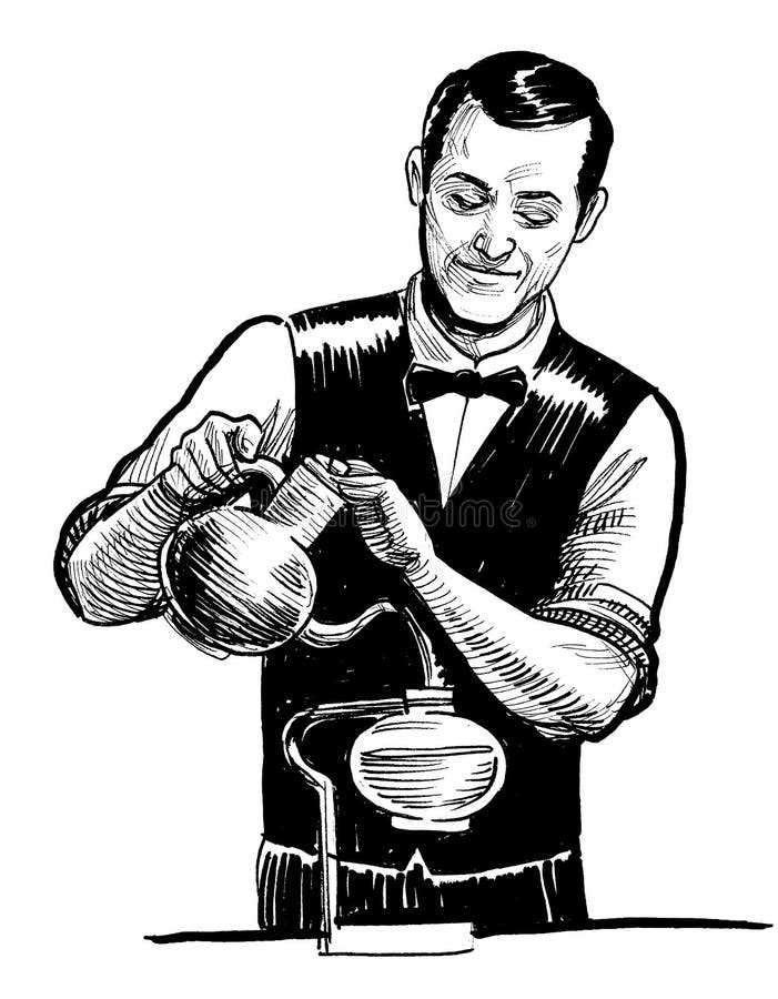 Barista Man Drawing Stock Illustrations – 458 Barista Man Drawing Stock ...