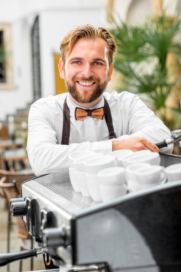 Barista portrait stock image. Image of caucasian, coffeemaker - 58071733