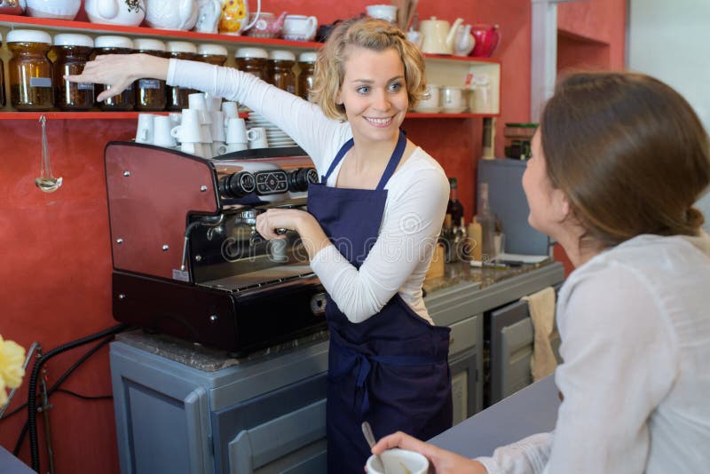 Barista Preparing Cup Coffee for Customer in Coffee Shop Stock Photo ...