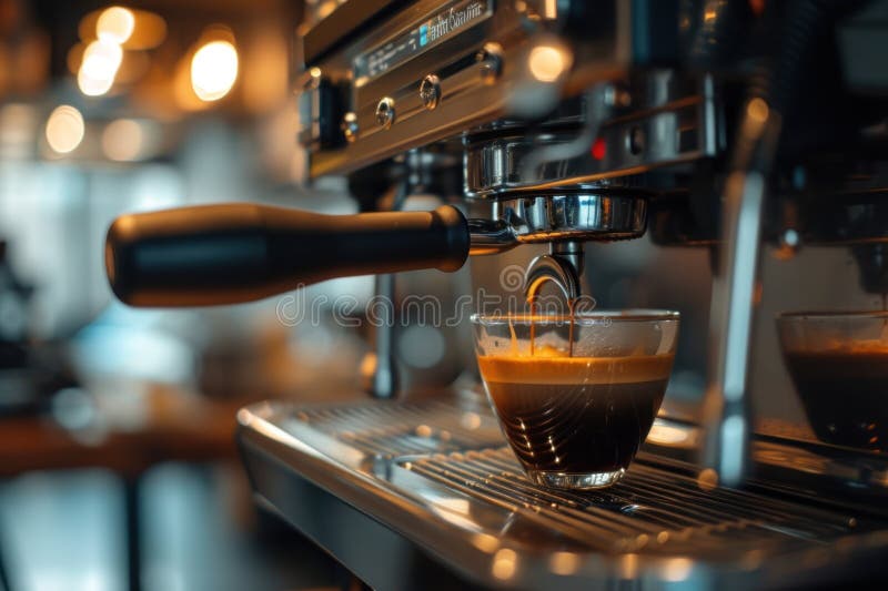 The Barista S Coffee Brewing Scene, the Espresso Machine. Generative AI ...