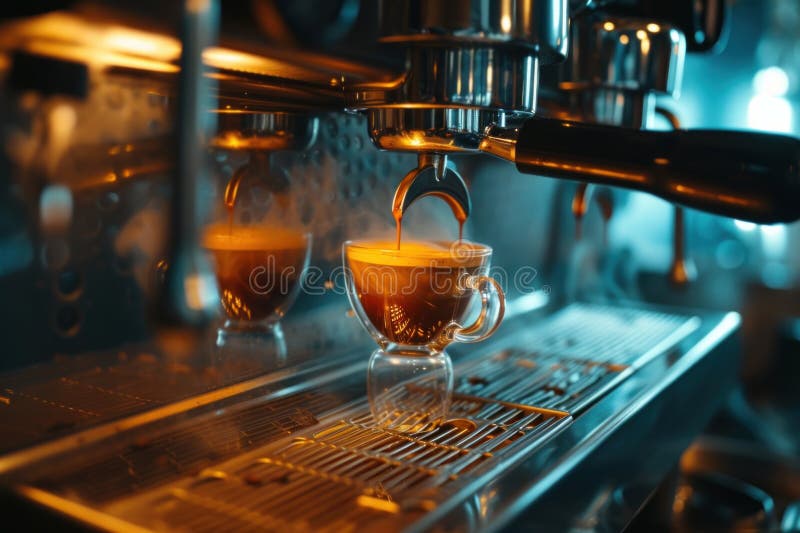 The Barista S Coffee Brewing Scene, the Espresso Machine. Generative AI ...