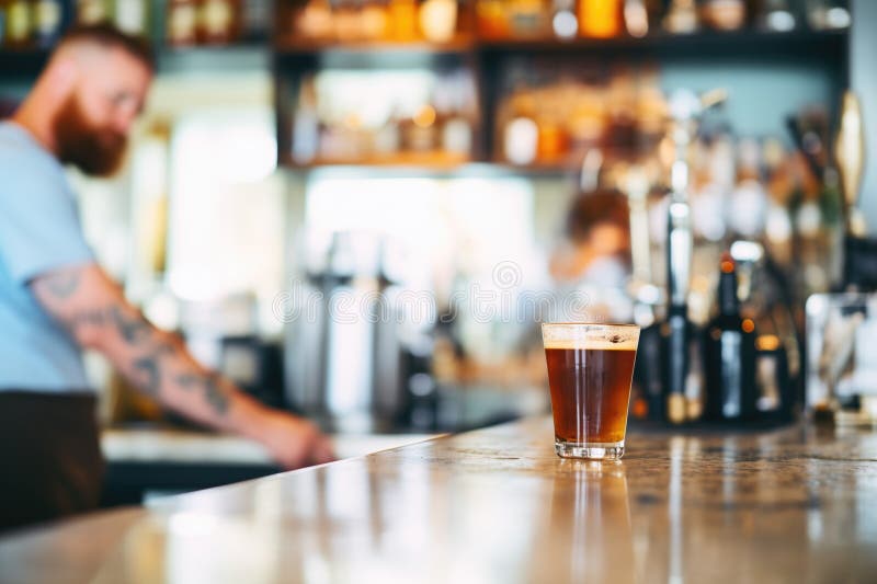 Barista Serving Cold Brew Coffee at Bar Counter Stock Photo - Image of ...