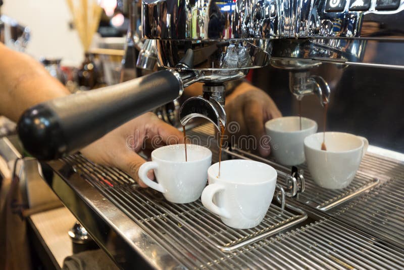 Barista Using Espresso Machine Stock Image - Image of aroma, cappuccino ...