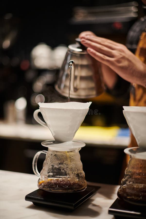 Barista at Work, Brewing Special Brew Coffee Stock Photo - Image of ...