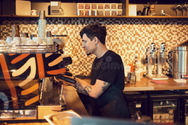 Barista at Work in a Coffee Shop Stock Image - Image of space, concept ...