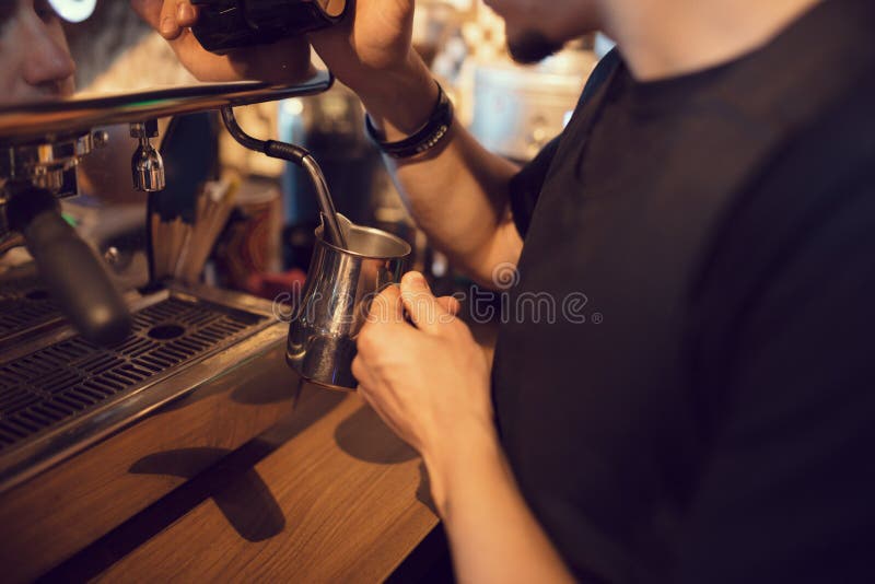 Barista at Work in a Coffee Shop Stock Image - Image of preparing ...