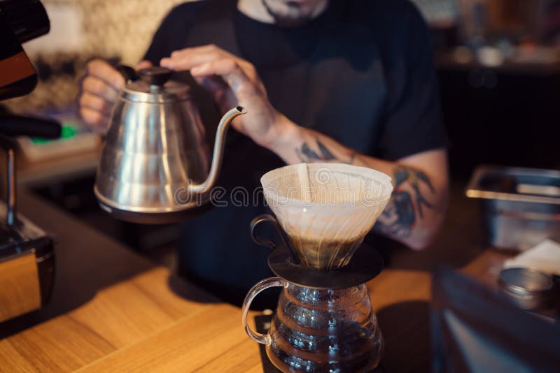 Barista at Work in a Coffee Shop Stock Image - Image of machine, space ...