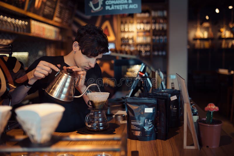 Barista at Work in a Coffee Shop Stock Photo - Image of shop ...