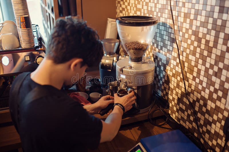 Barista at Work in a Coffee Shop Stock Image - Image of people, food ...
