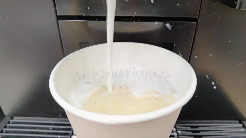 Baristastyle Coffee Preparation Brewing Process of Steaming Frothy ...