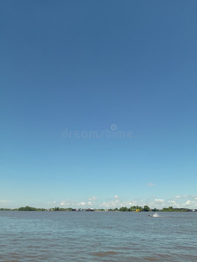 Barito River at South Borneo Stock Image - Image of horizon, water ...