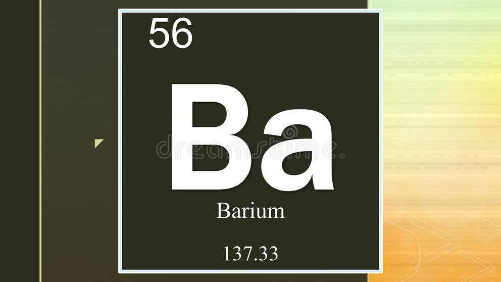 Barium Chemical Element Symbol on Black Yellow Solid and Gradient ...