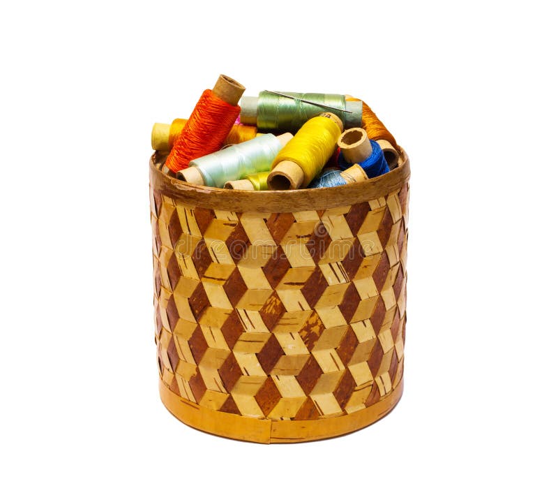 Bark Box with Multi-colored Threads Stock Image - Image of handiwork ...