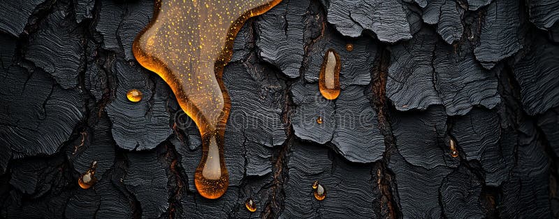 Bark, Glossy, Intricate, Close-Up of Black Tree Bark with Glossy Amber ...