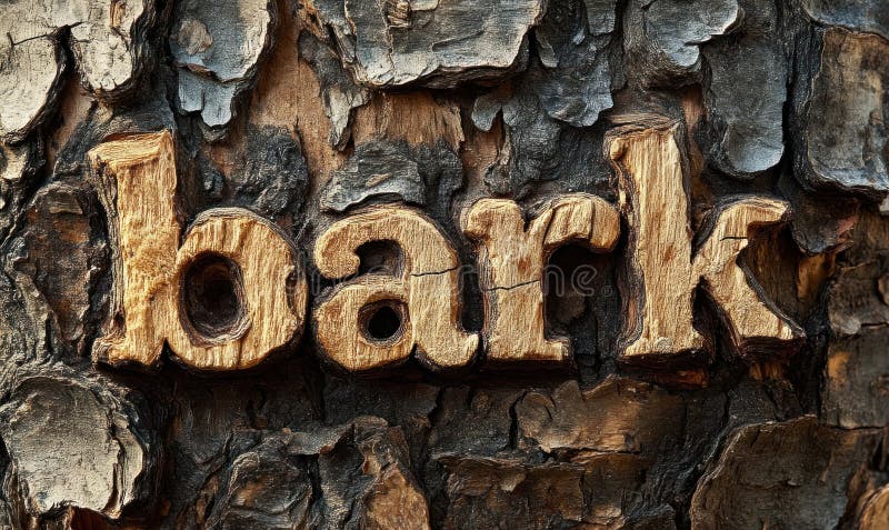 Bark Texture with Engraved Text on Tree Trunk Stock Illustration ...