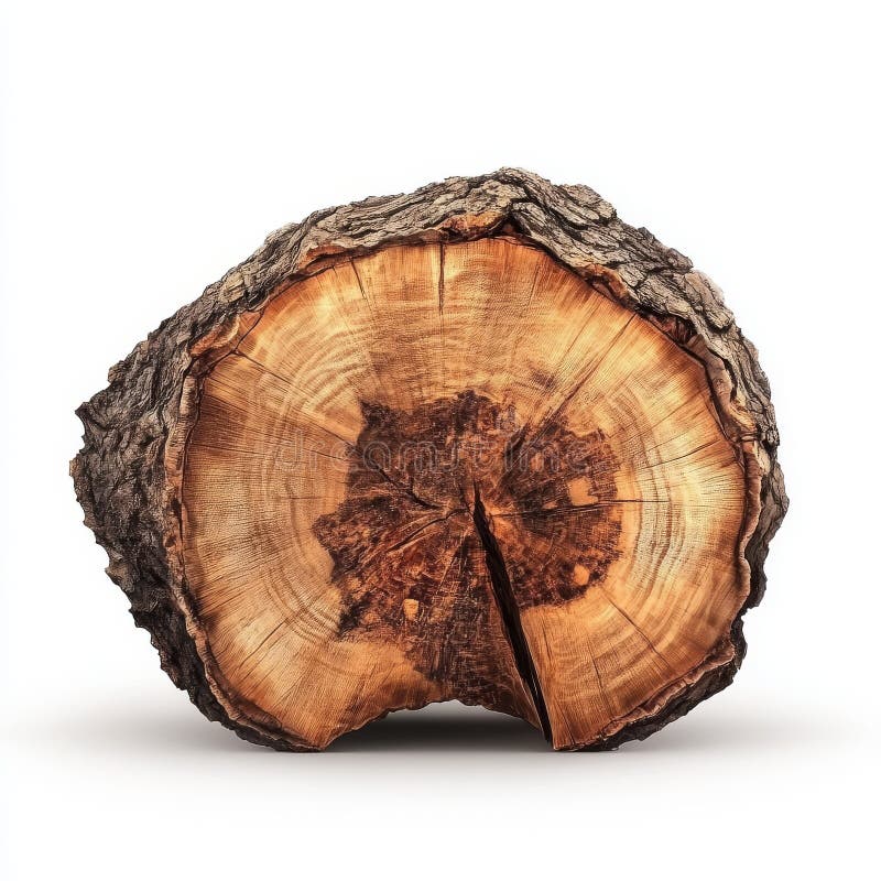 The Bark of the Tree on a Standing Wood Log Slice Has Been Cut Out ...