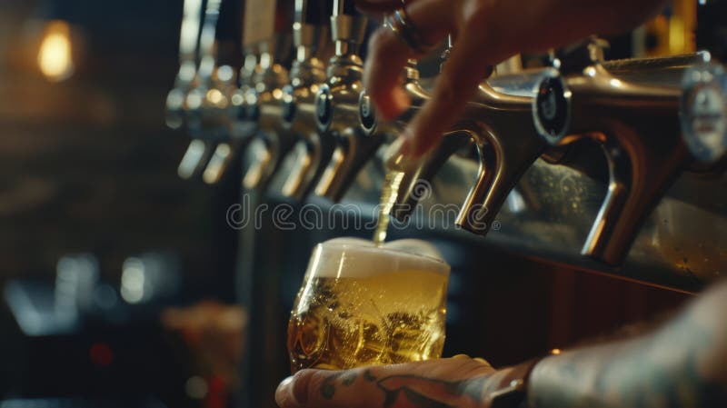 A Barkeep Pouring Craft Beer.AI Generated Image Stock Image - Image of ...