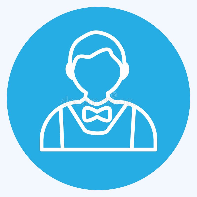 Barkeeper Icon in Trendy Blue Eyes Style Isolated on Soft Blue ...