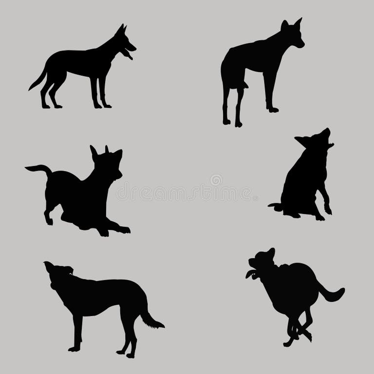 Barking Dog Silhouette Vector Art Bundle. Stock Vector - Illustration ...