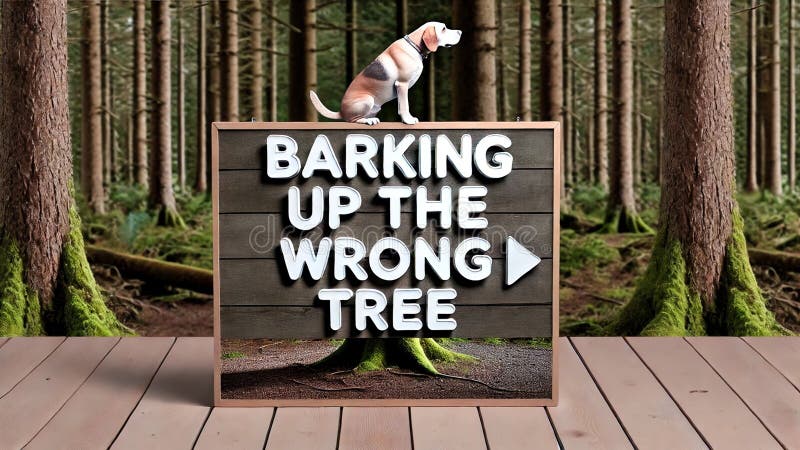 Sign in Forest Barking Up the Wrong Tree with Dog Stock Illustration - Illustration of scenic ...