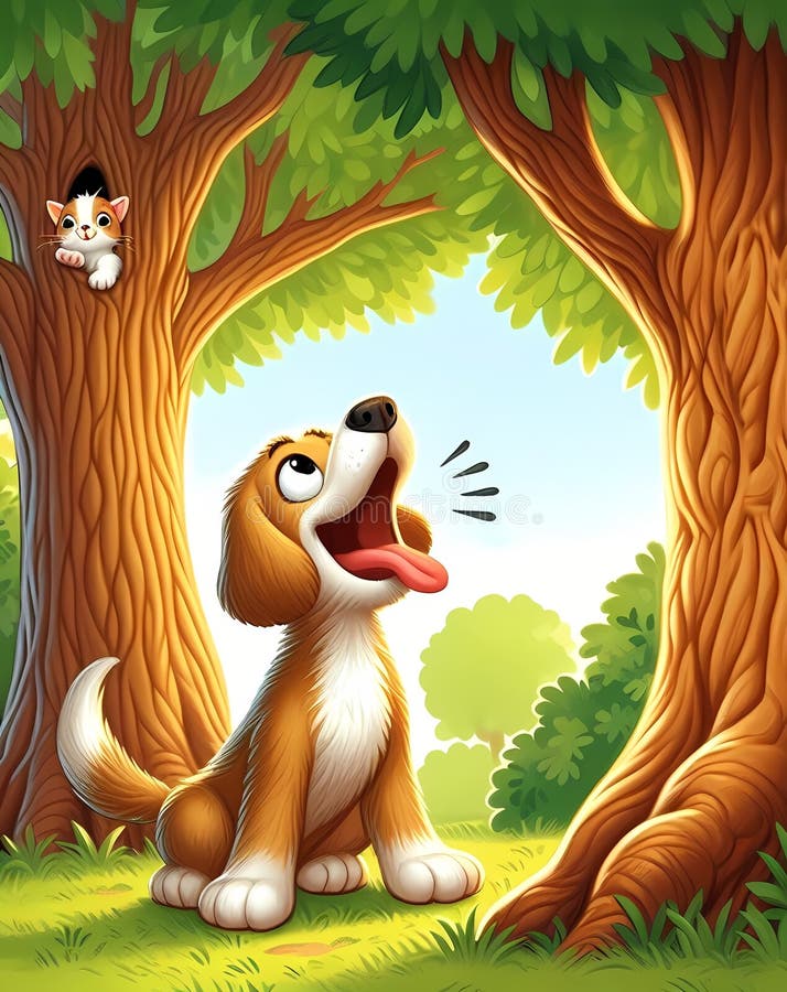 Barking up the wrong tree stock illustration. Illustration of ...