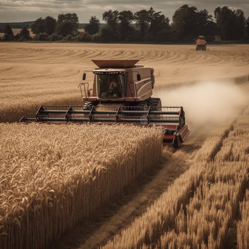 Barley Field with Farm Equipment. Generative AI Stock Image - Image of ...