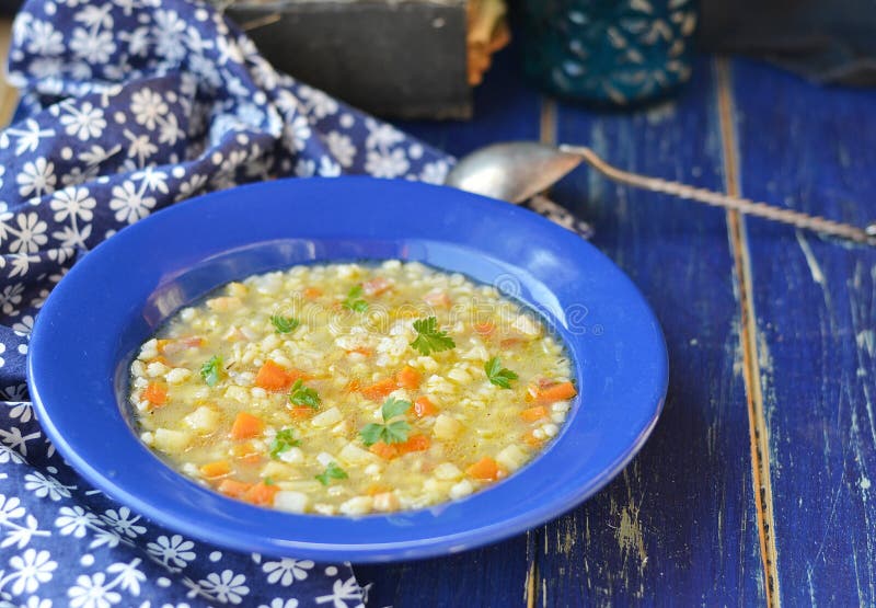 Barley groat soup stock photo. Image of pearl, vegetable - 39336162
