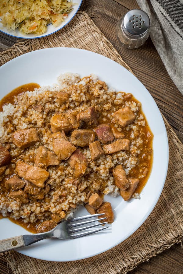 Barley Groats with Stewed Meat. Stock Photo - Image of polish, barley ...