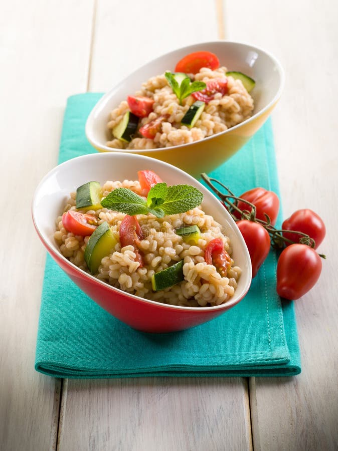 Barley Risotto with Zucchinis Stock Image - Image of sliced, dinner ...