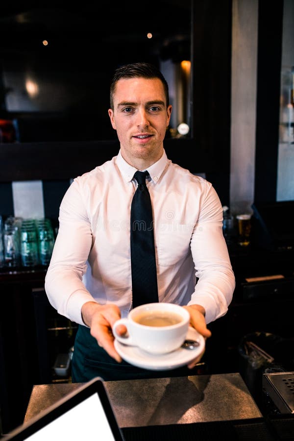 Giving a cup of coffee stock image. Image of people, give - 34112509