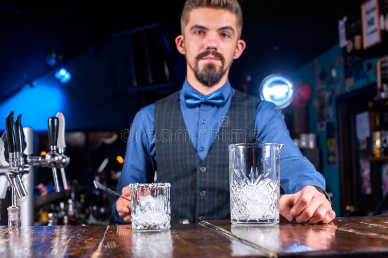 Bartender Creates a Cocktail at the Taproom Stock Photo - Image of ...