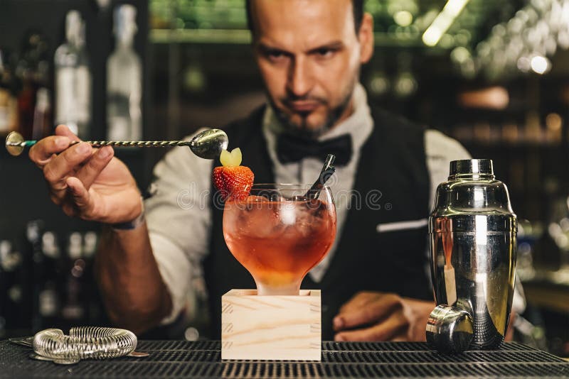 Bartender is Making Cocktail Stock Image - Image of occupation, manual ...