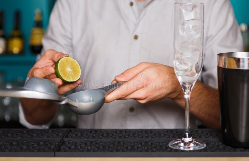 Barman S Hands Making Cocktail with Egg Yolk Stock Photo - Image of ...