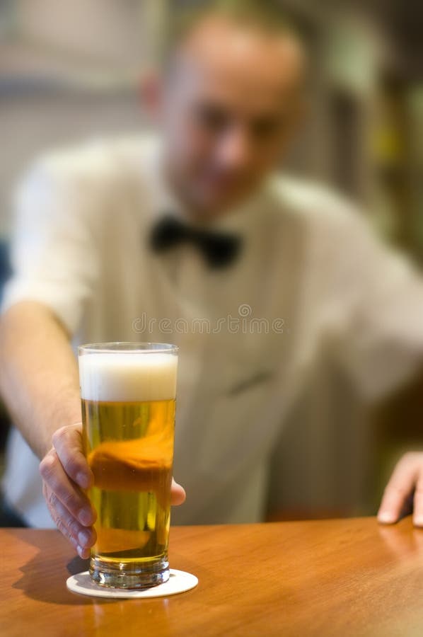 Barman serving beer stock photo. Image of serving, give - 7077076