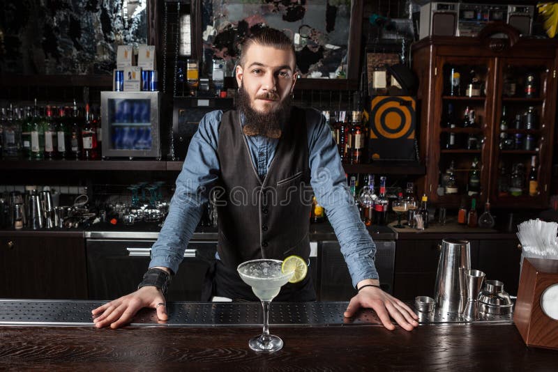 Barman serving cocktail. stock image. Image of bartending - 70436465