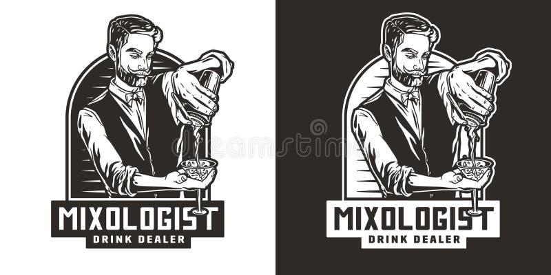 Barman with Shaker for Bartending. Barkeepr or Bartender with Beard and ...