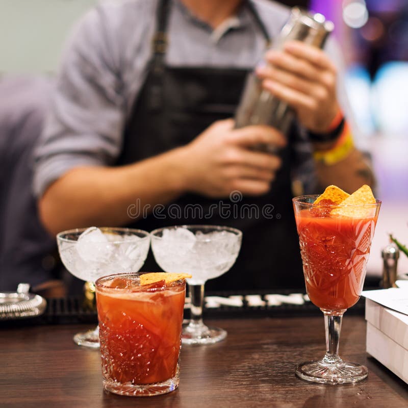 Barman Show. Bartender is Making Cocktail at Night Club. Stock Photo ...