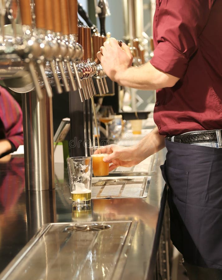 Barman during Tapping of the Beer Stock Image - Image of brew, club ...