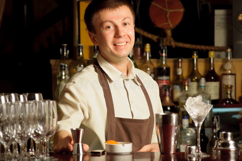 A barman at work stock image. Image of barman, looking - 19437587