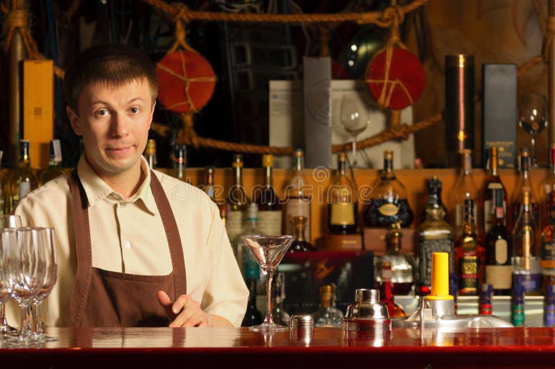Barman at work - indoors stock photo. Image of barkeeper - 23338094