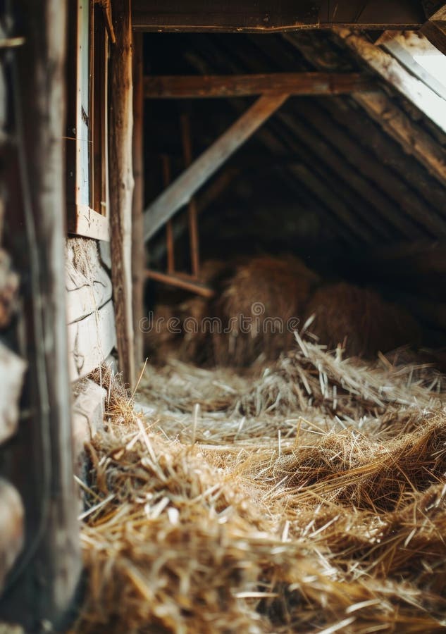 A Barn with Hay on the Floor Stock Illustration - Illustration of ...