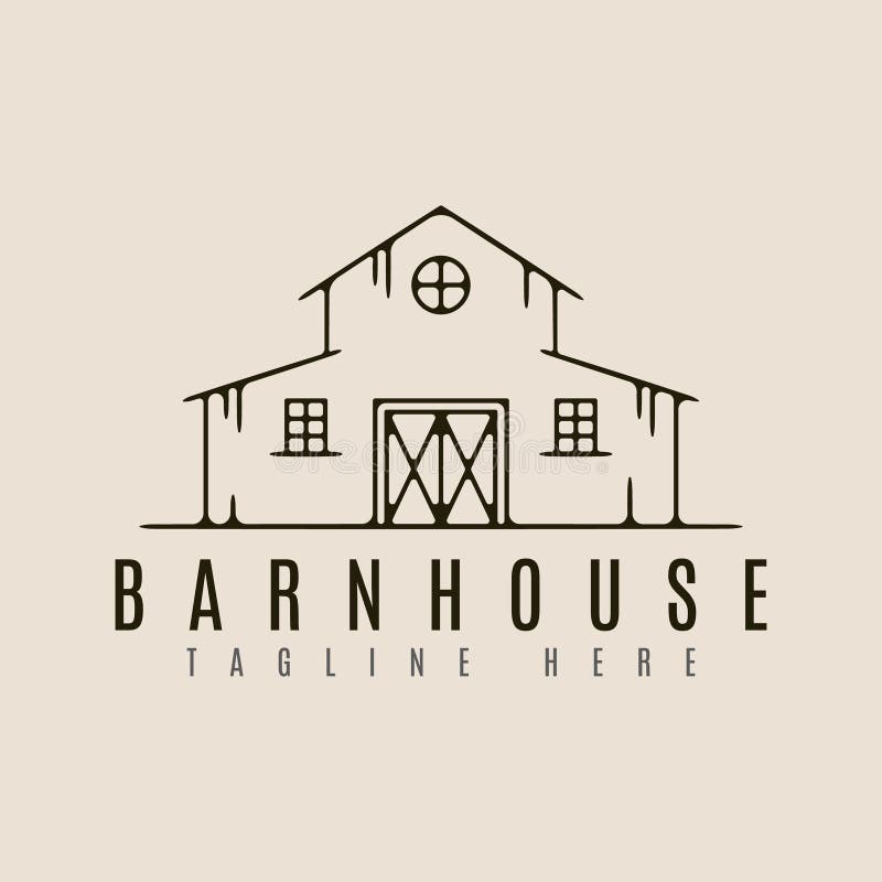 Barn House Line Art Logo Vector Illustration Template Design Stock ...